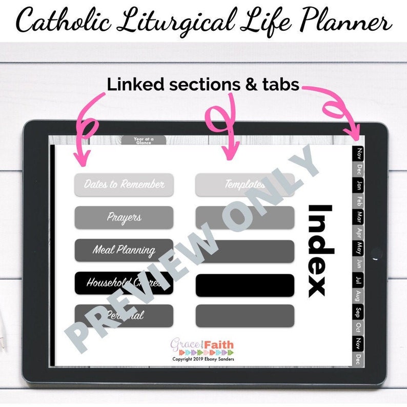 2020 Catholic Liturgical Life Digital Planner Monochrome Goodnotes ...