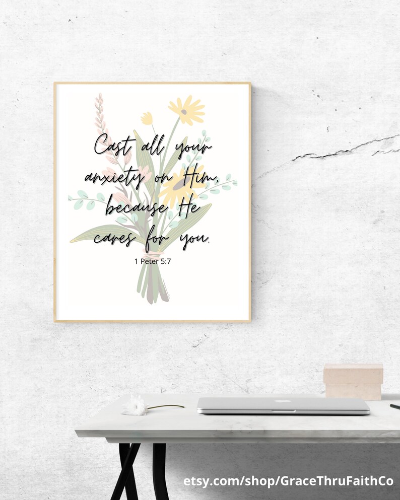 Cast Your Anxiety Scripture Art Printable Peter 8x10 Printable Wall Art ...