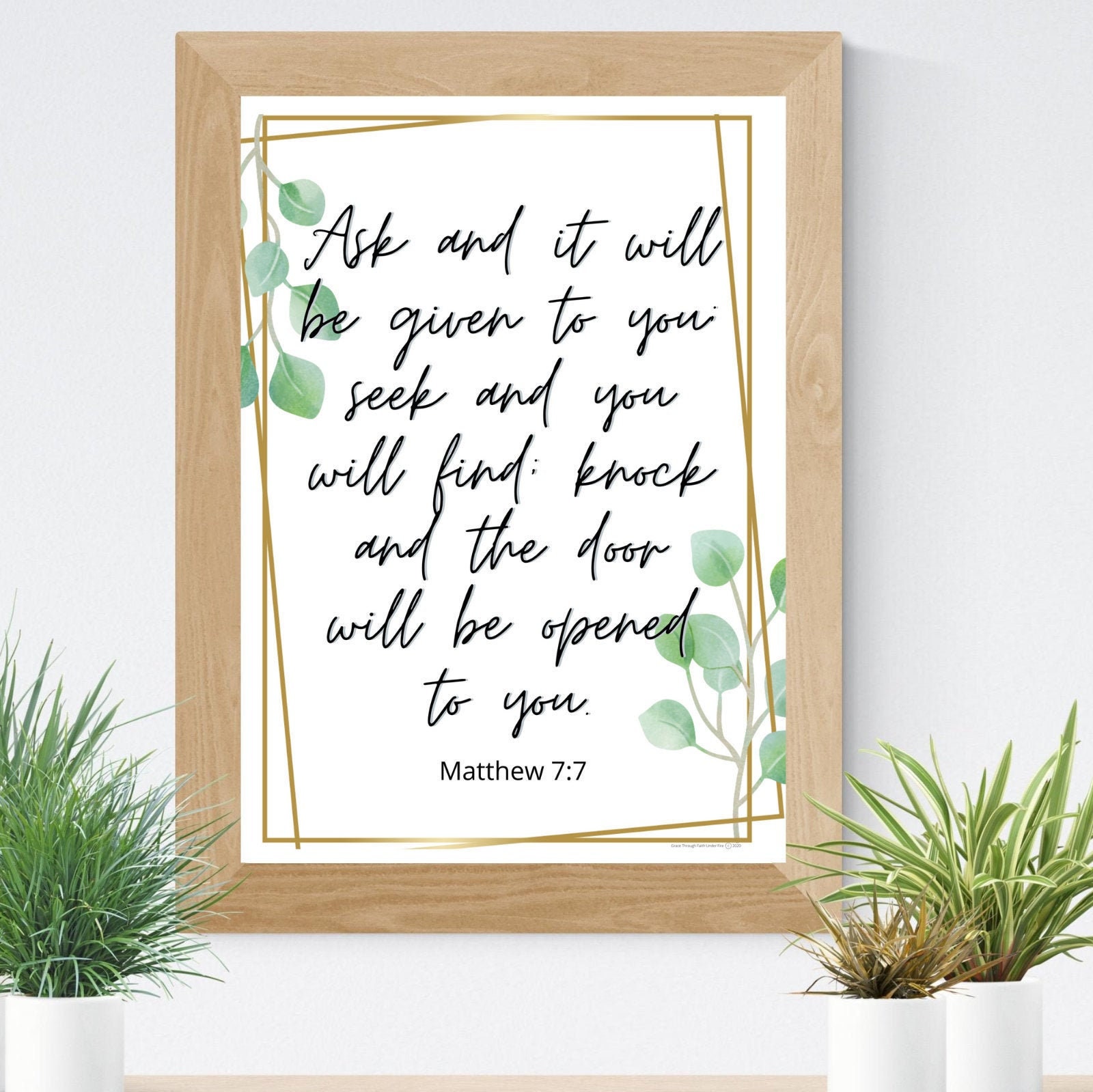 Ask Seek Knock Scripture Art Printable Matthew 7:7 8x10 Printable Wall ...