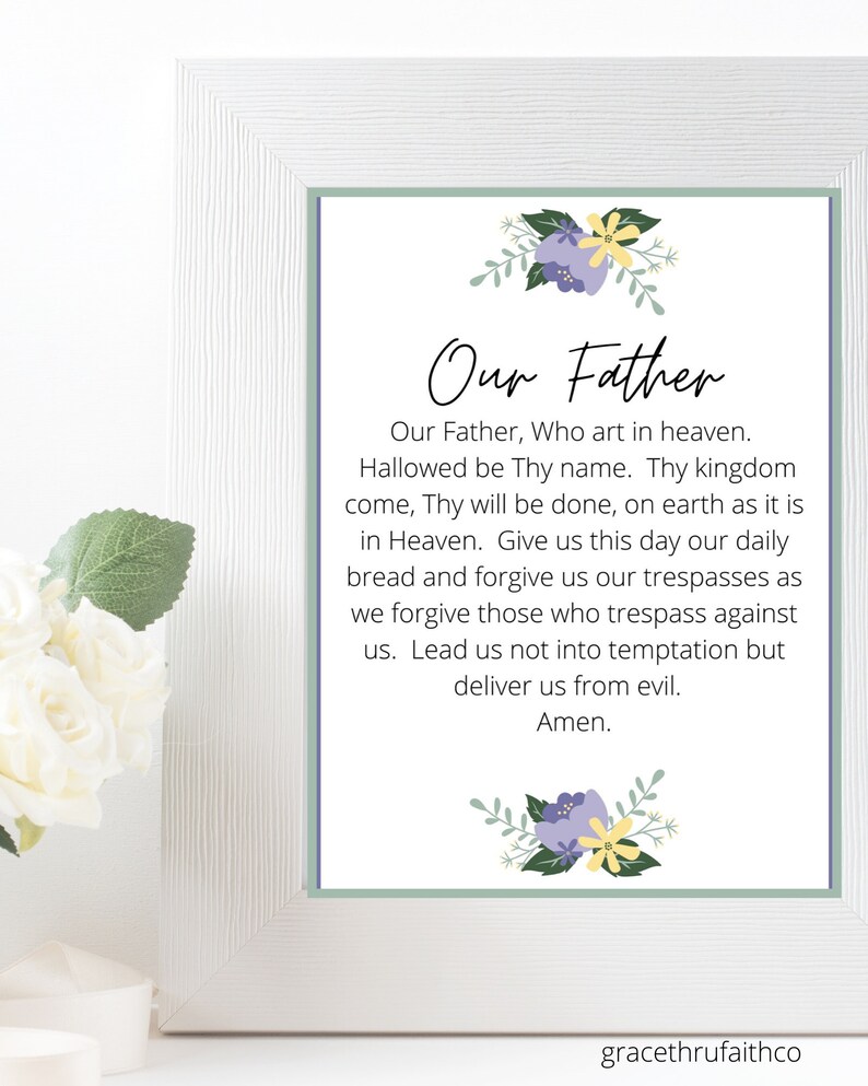 Our Father Catholic 8x10 Printable Wall Art 5x7 Religious Home Decor ...