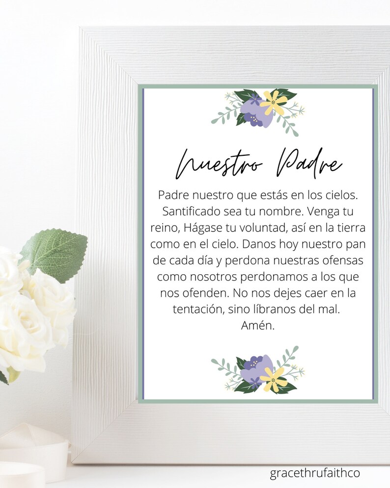 Our Father Catholic Spanish 8x10 Printable Wall Art 5x7 Religious Home ...