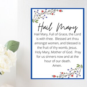 Hail Mary Catholic Prayer Art Printable English 8x10 Printable Wall Art ...
