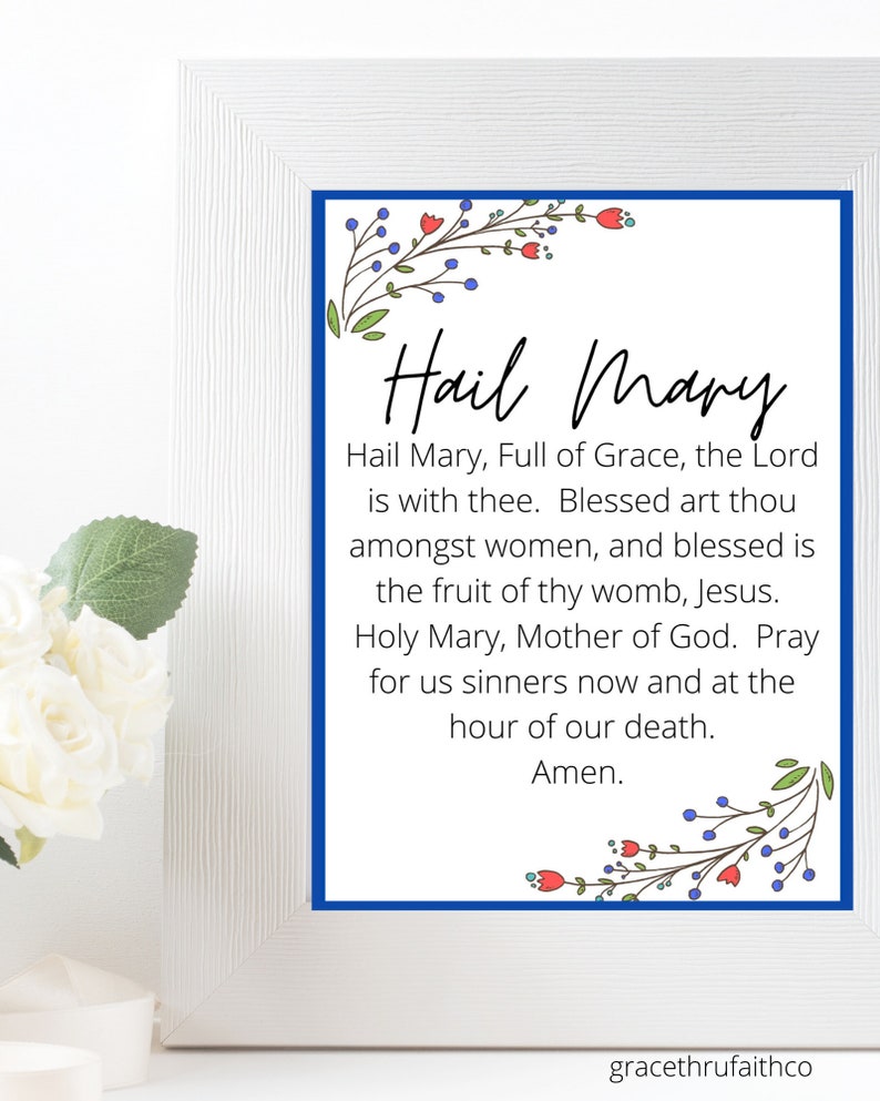 Hail Mary Catholic Prayer Art Printable English 8x10 Printable Wall Art ...