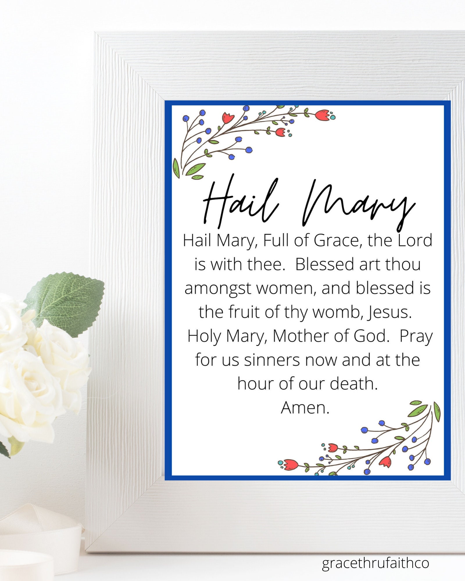 Hail Mary Catholic Prayer Art Printable English 8x10 Printable Wall Art ...