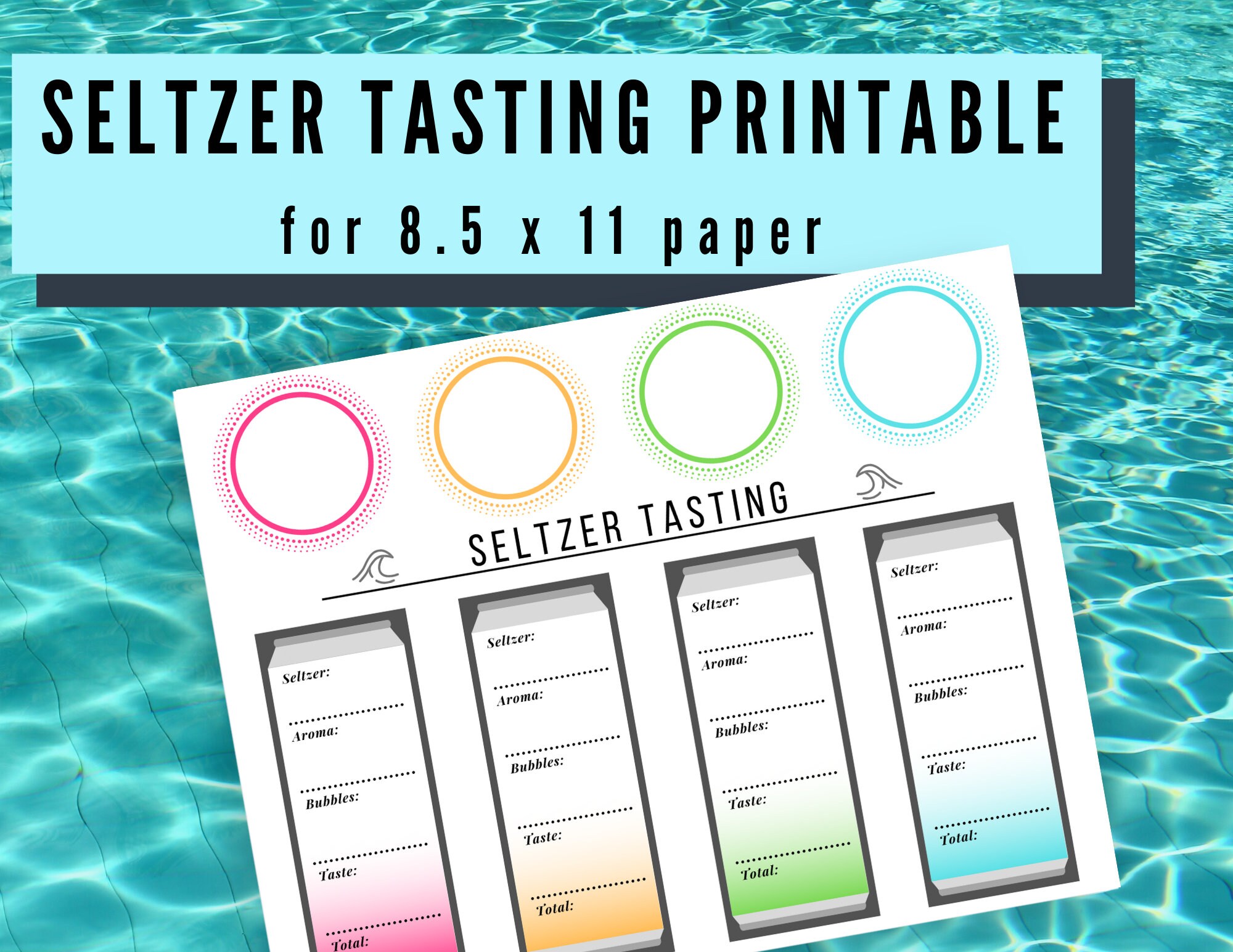 Seltzer Tasting Printable Scorecard, Tasting Game for Parties - Etsy
