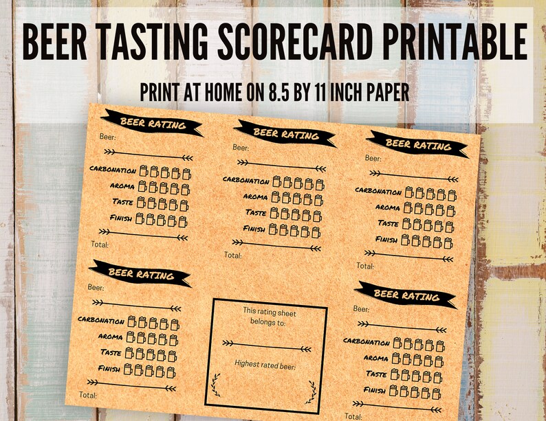 Beer Tasting Scorecard Printable for Events and Parties - Etsy