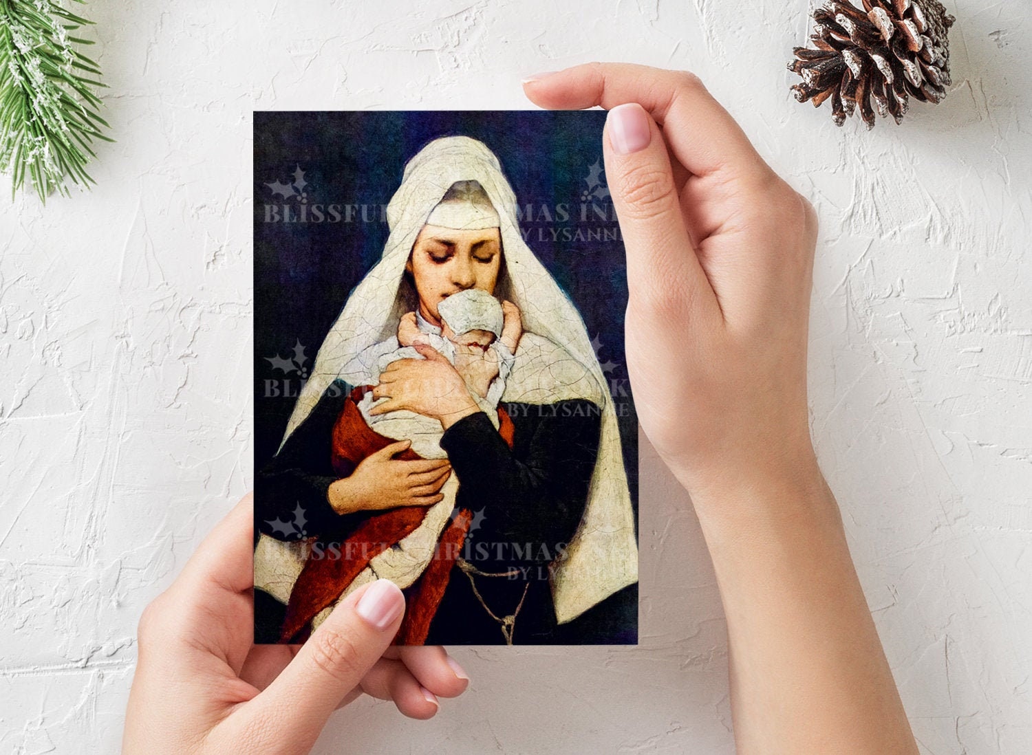 Virgin Mary and Jesus Card Set, Catholic Christmas Card Set, Vintage ...