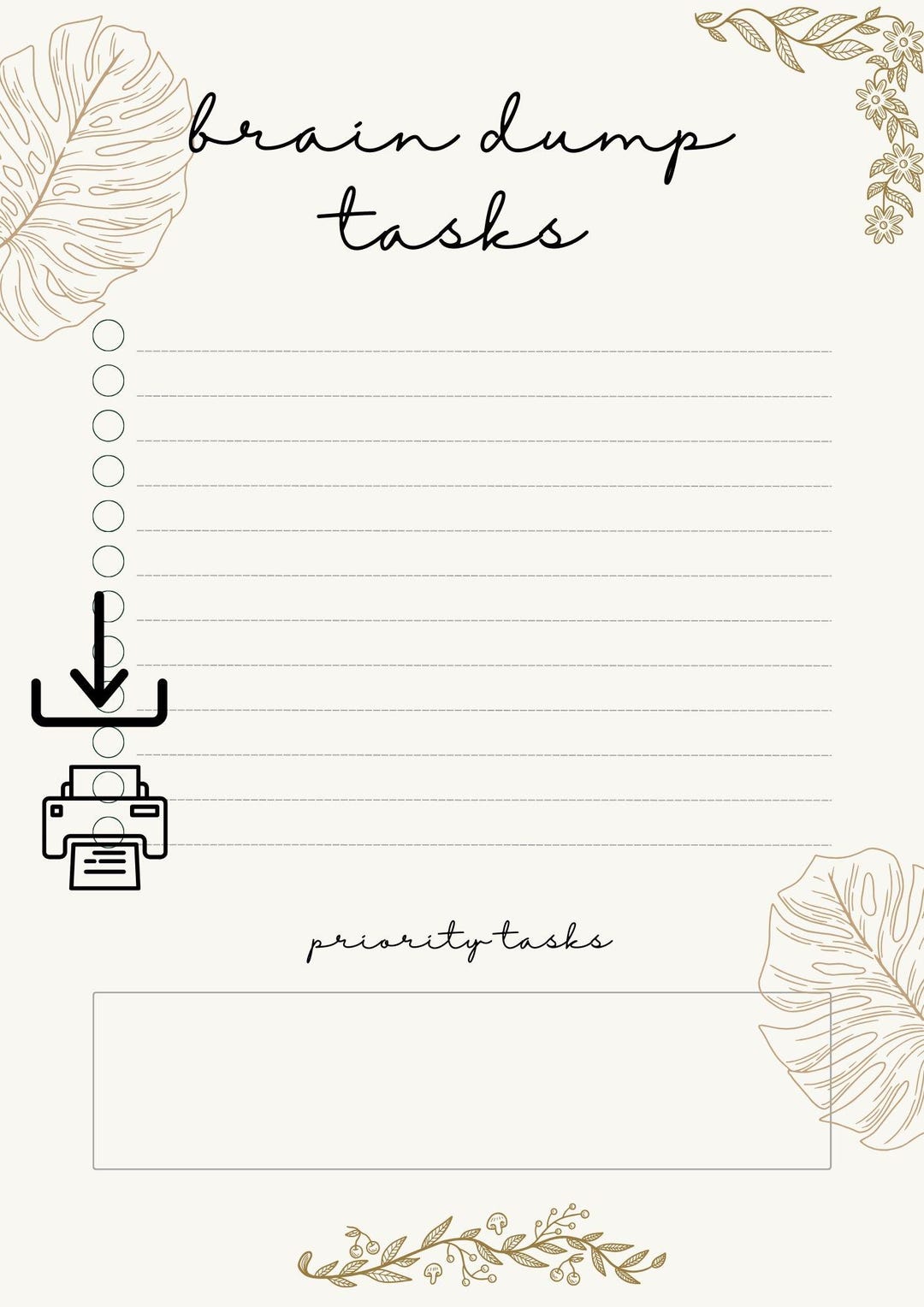 Brain Dump Tasks to Do List Printable - Etsy