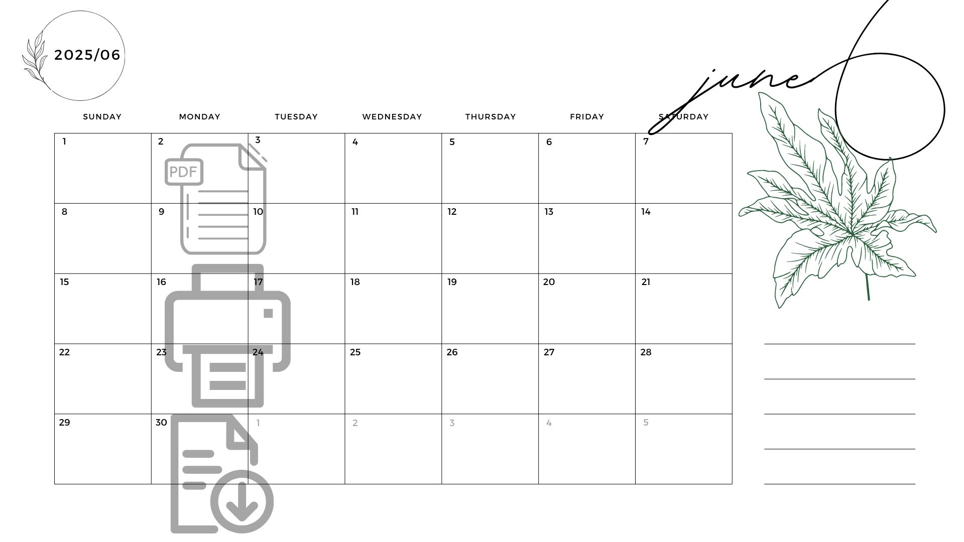 2025 Botanical Calendar Printable - Etsy