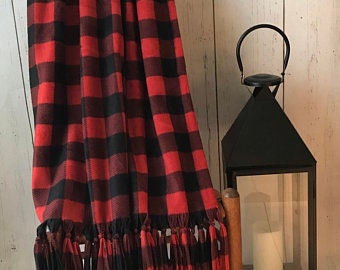 Fleece Blanket/throw With Fringe Buffalo Plaid Buffalo - Etsy
