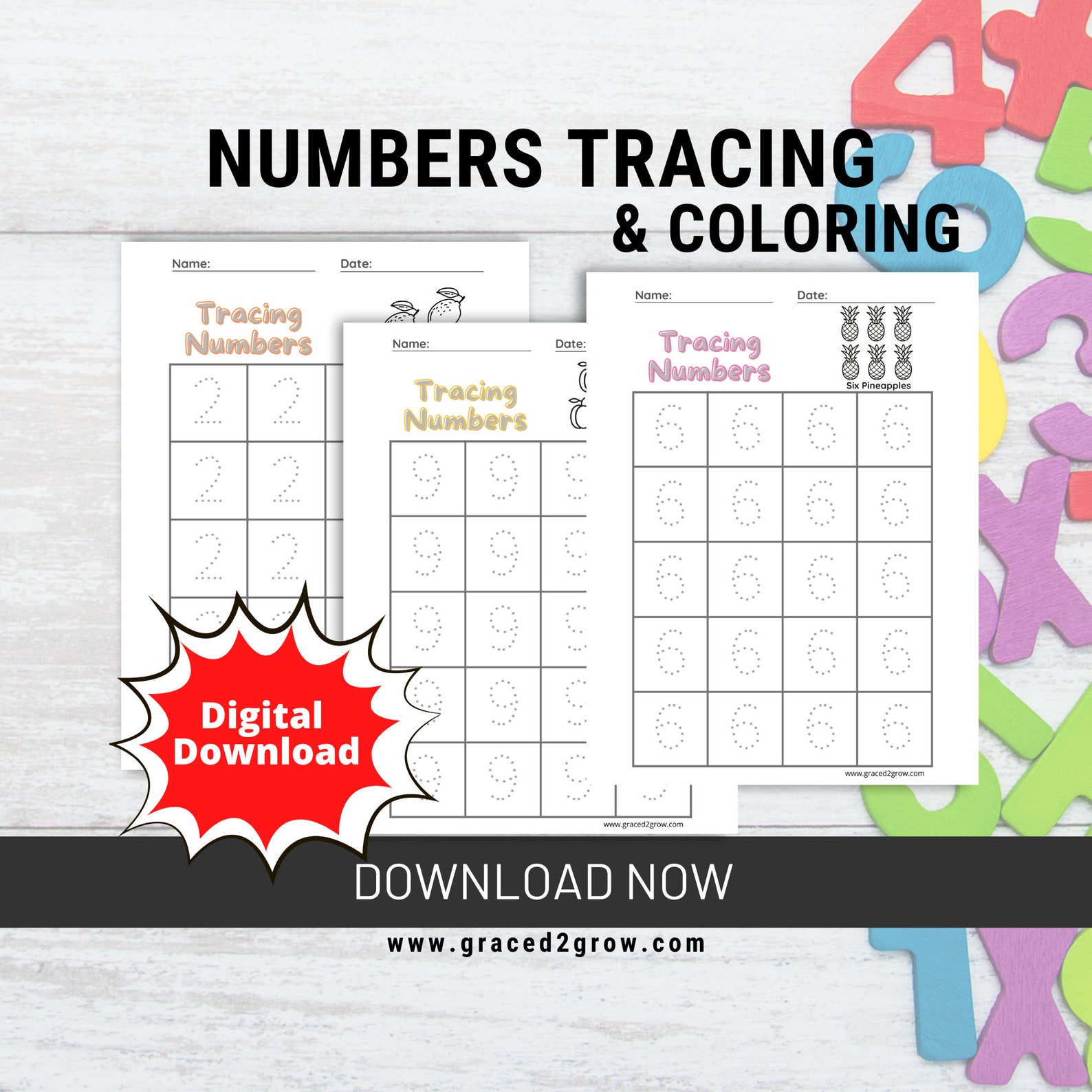 Printable Numbers Tracing | Coloring Book Printable | Numbers Tracing ...
