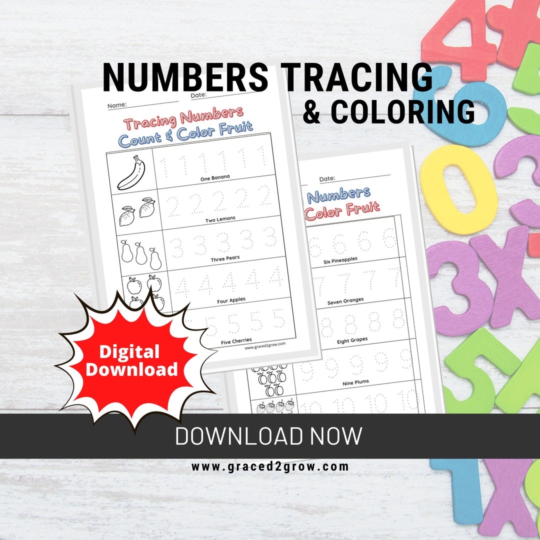 Printable Numbers Tracing | Coloring Book Printable | Numbers Tracing ...