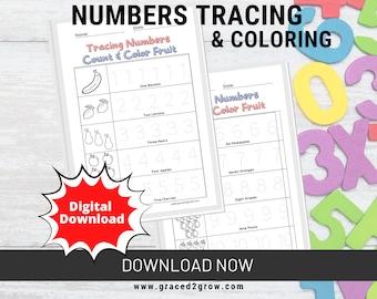 Printable Numbers 1-50 Tracing Worksheets for Preschool - Etsy