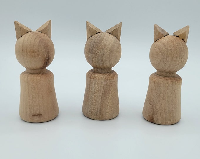 DIY Crafts, 3 Unfinished Peg Doll Animals, Crafts for Kids, Fox Peg ...