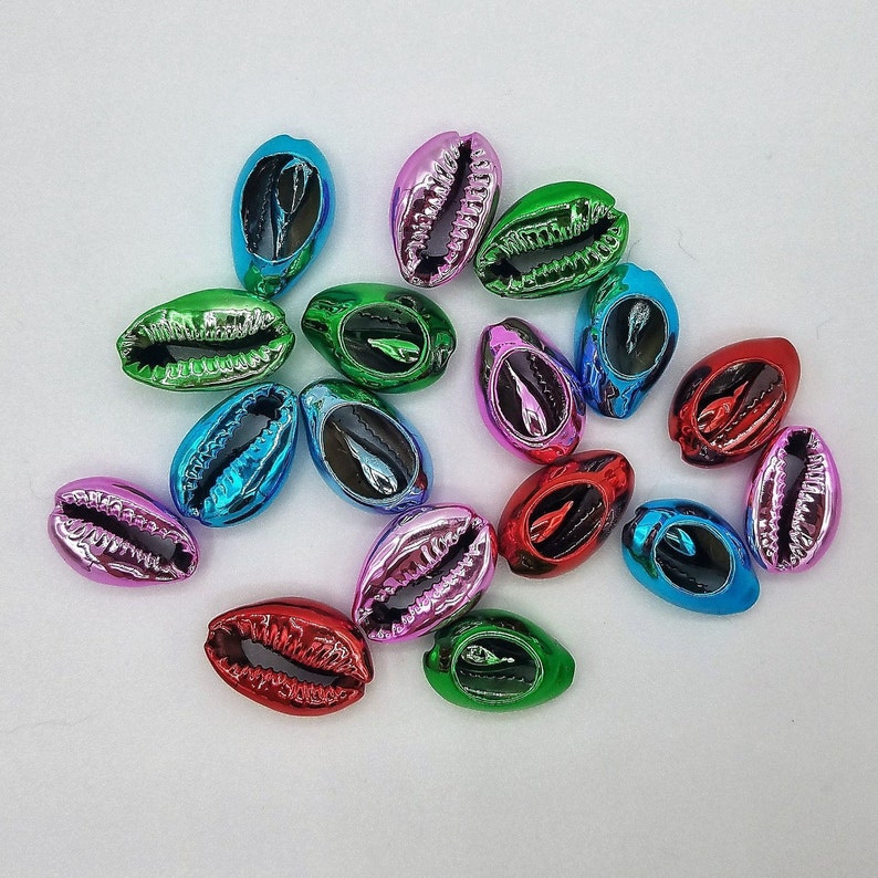 20 Plated Cowrie Shell Beads, Multicolor Metallic Jewelry Making - Etsy