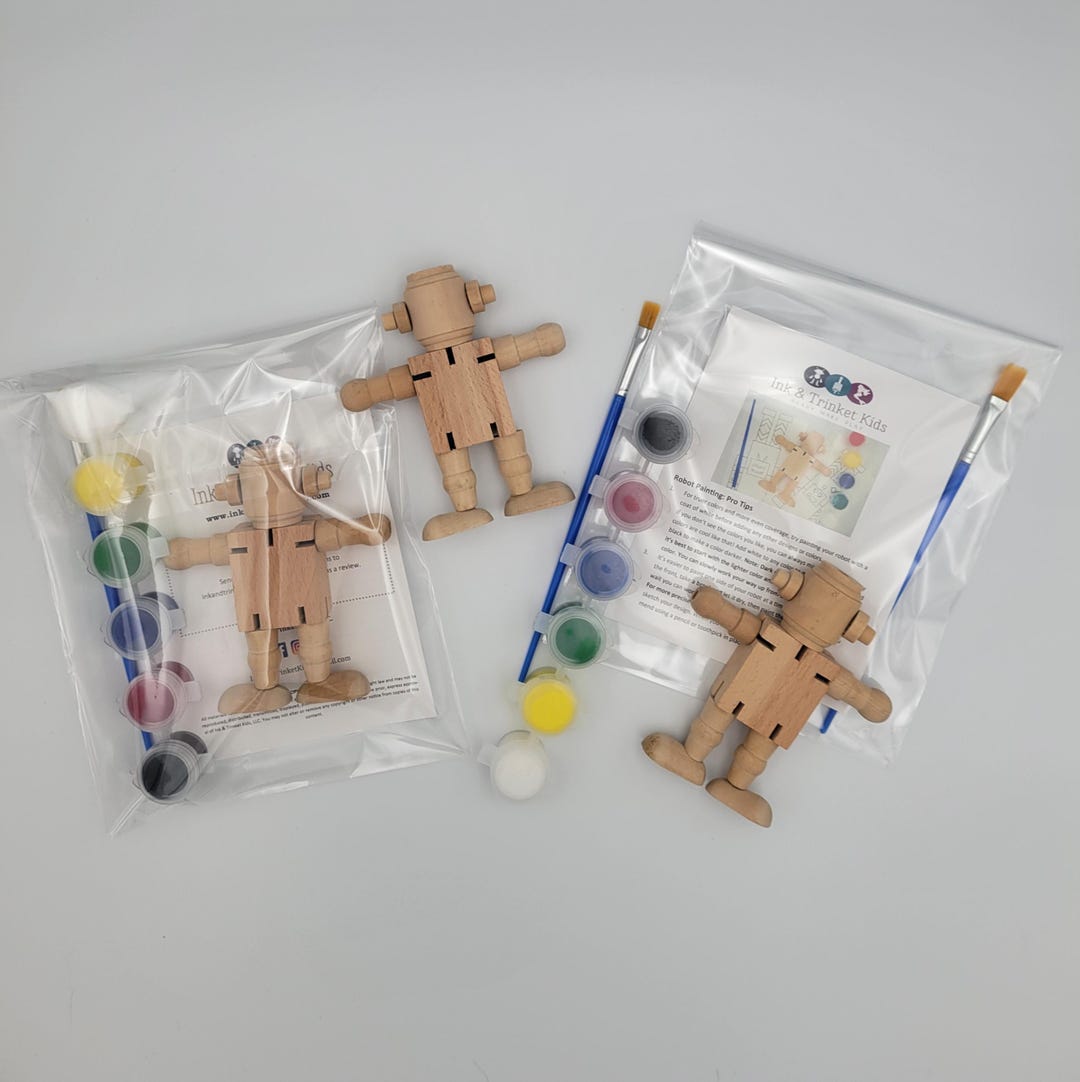 Craft Kit, DIY Robot Party Favor, DIY Kit, DIY Crafts, Wood Toys, Party ...