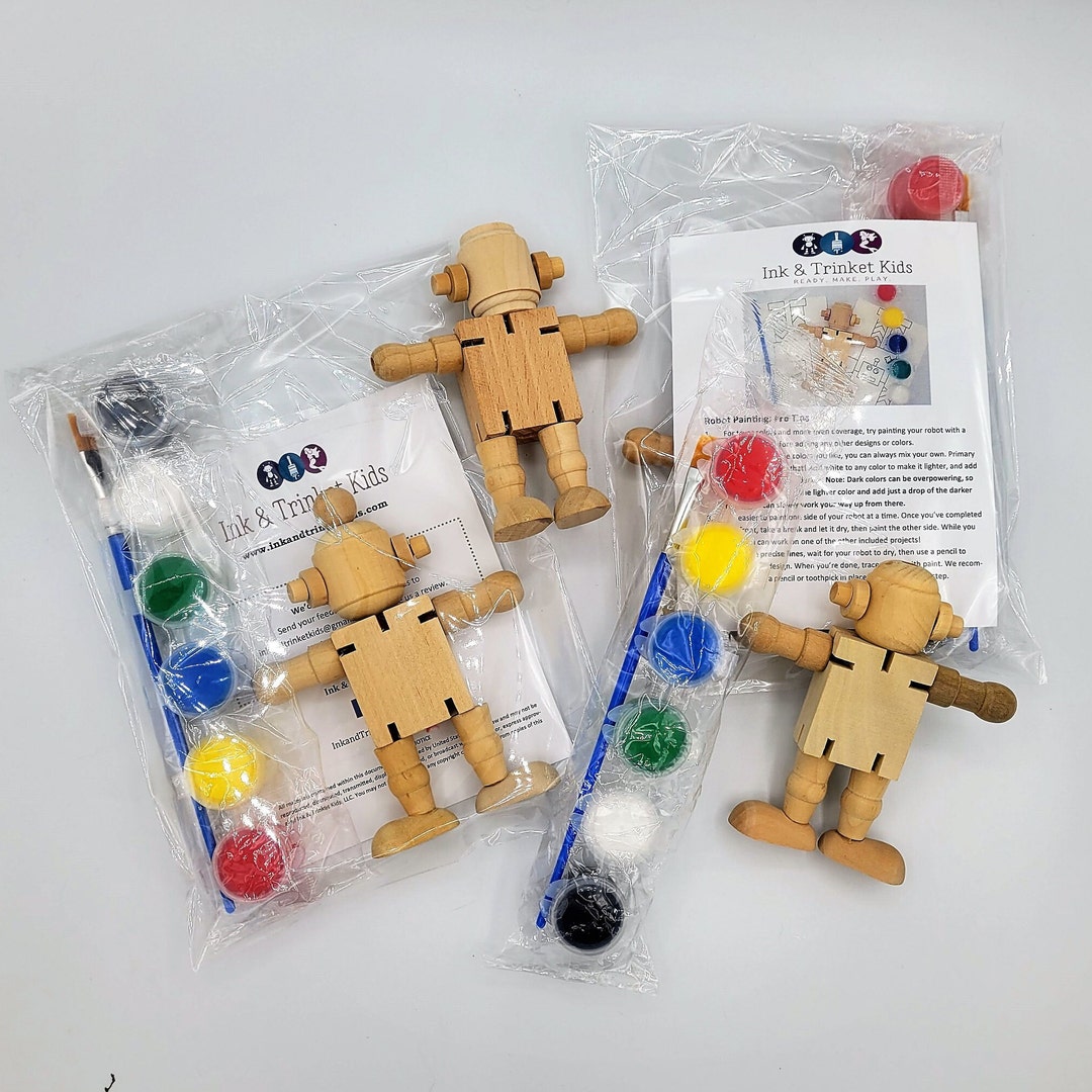 Craft Kit, DIY Robot Party Favor, DIY Kit, DIY Crafts, Wood Toys, Party ...