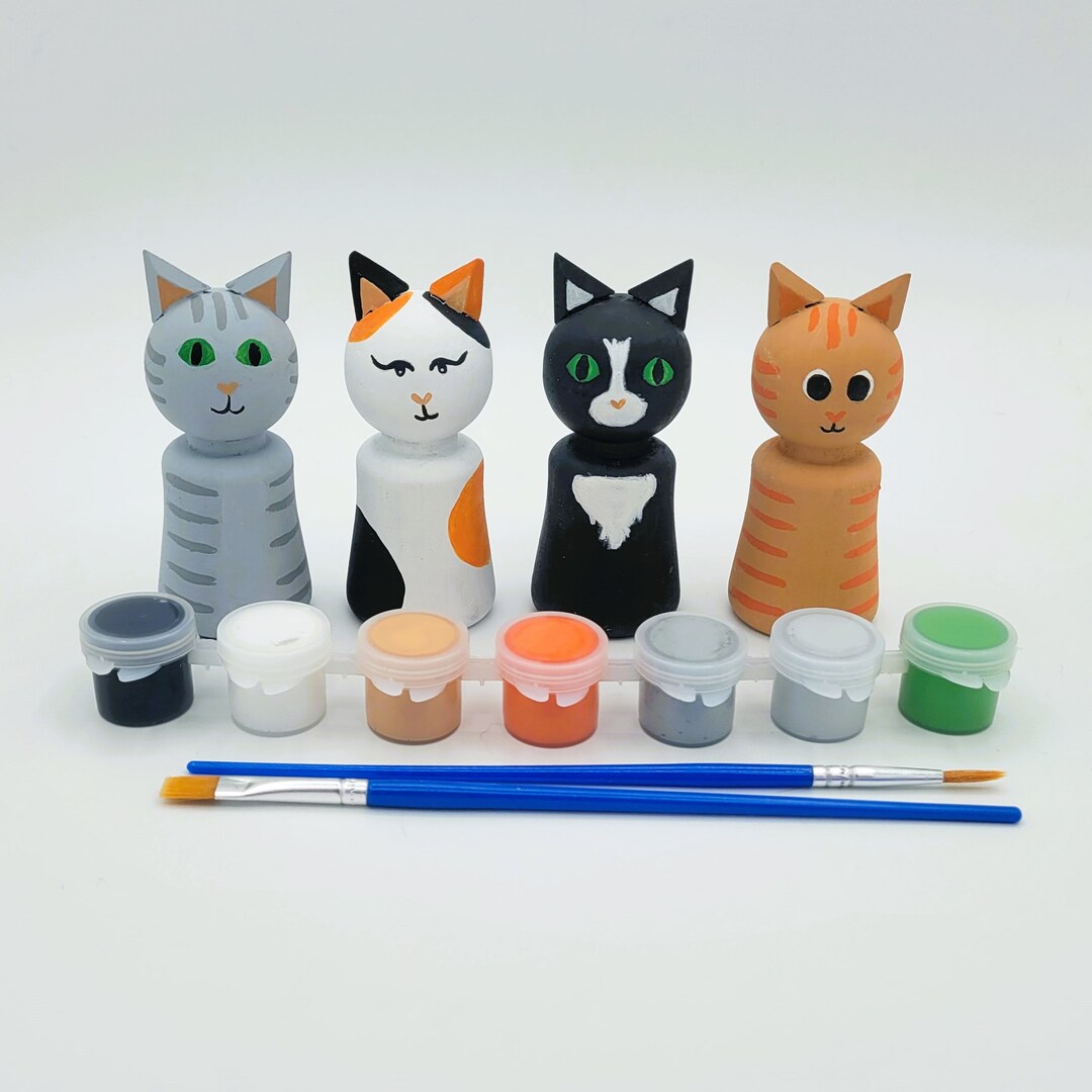 DIY Cat Peg Doll Painting Craft Kit, Gifts for Cat Lovers - Etsy