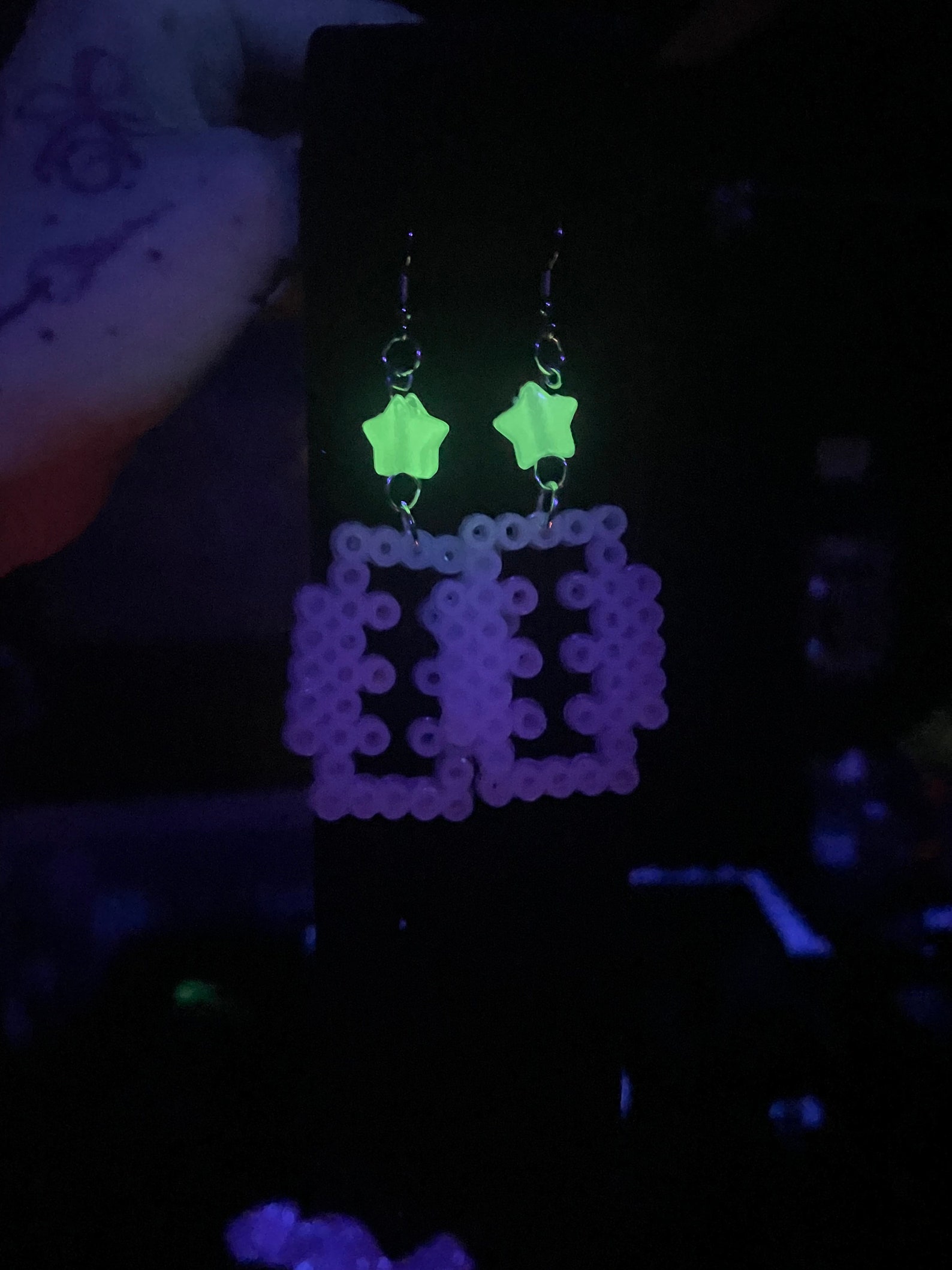 Glow in the Dark Perler Razor Blade Earrings - Etsy