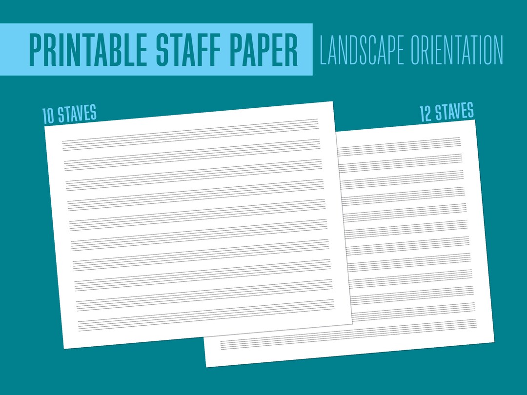 Printable Music Staff Paper (landscape Orientation) - Etsy