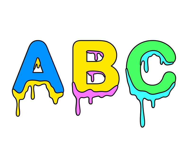 Dripping Alphabet Outlines SVG - Etsy
