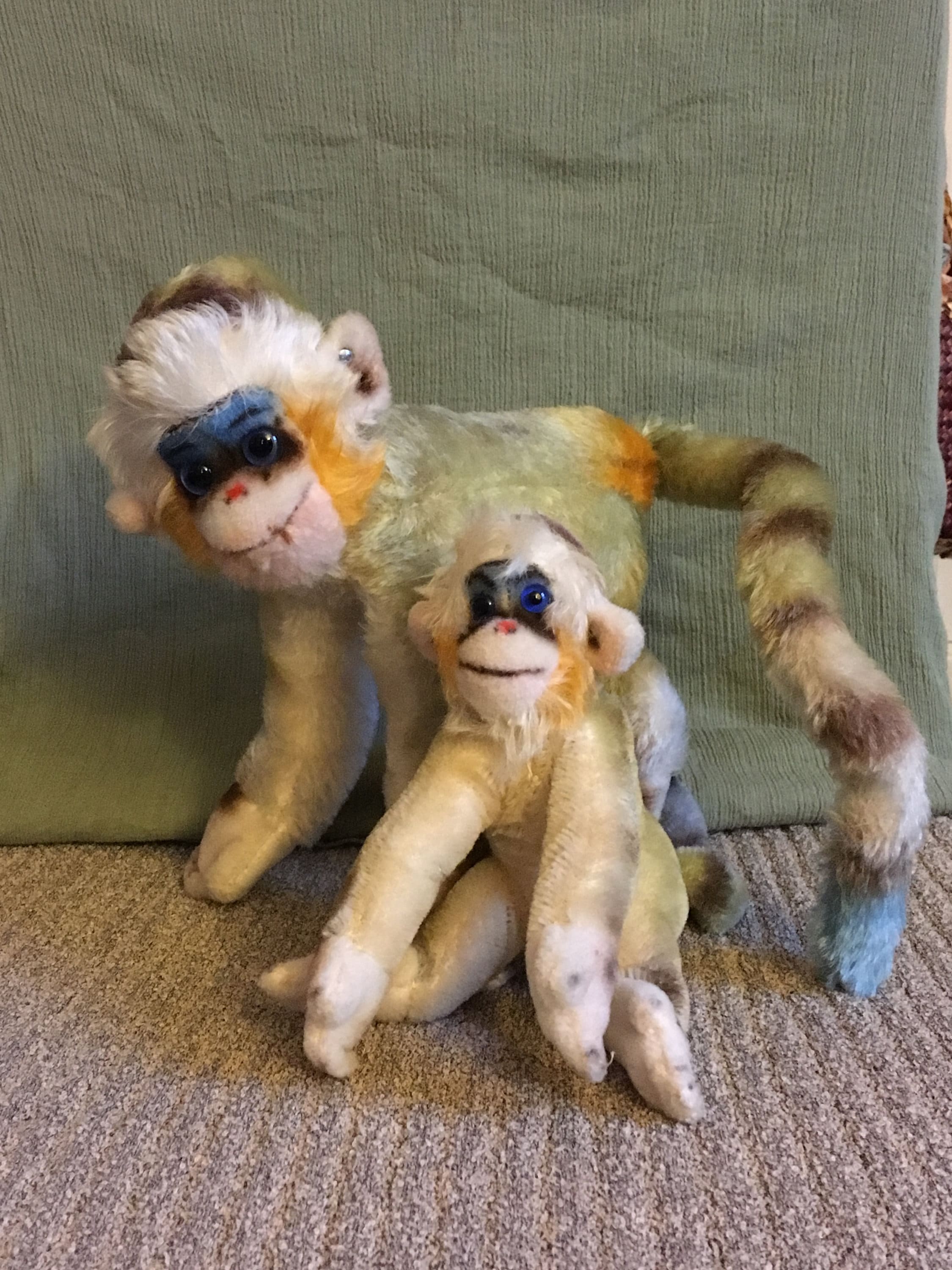 Vintage Steiff Mungo Monkey Pair, Mohair Plush, Mama and Baby, 1960s - Etsy