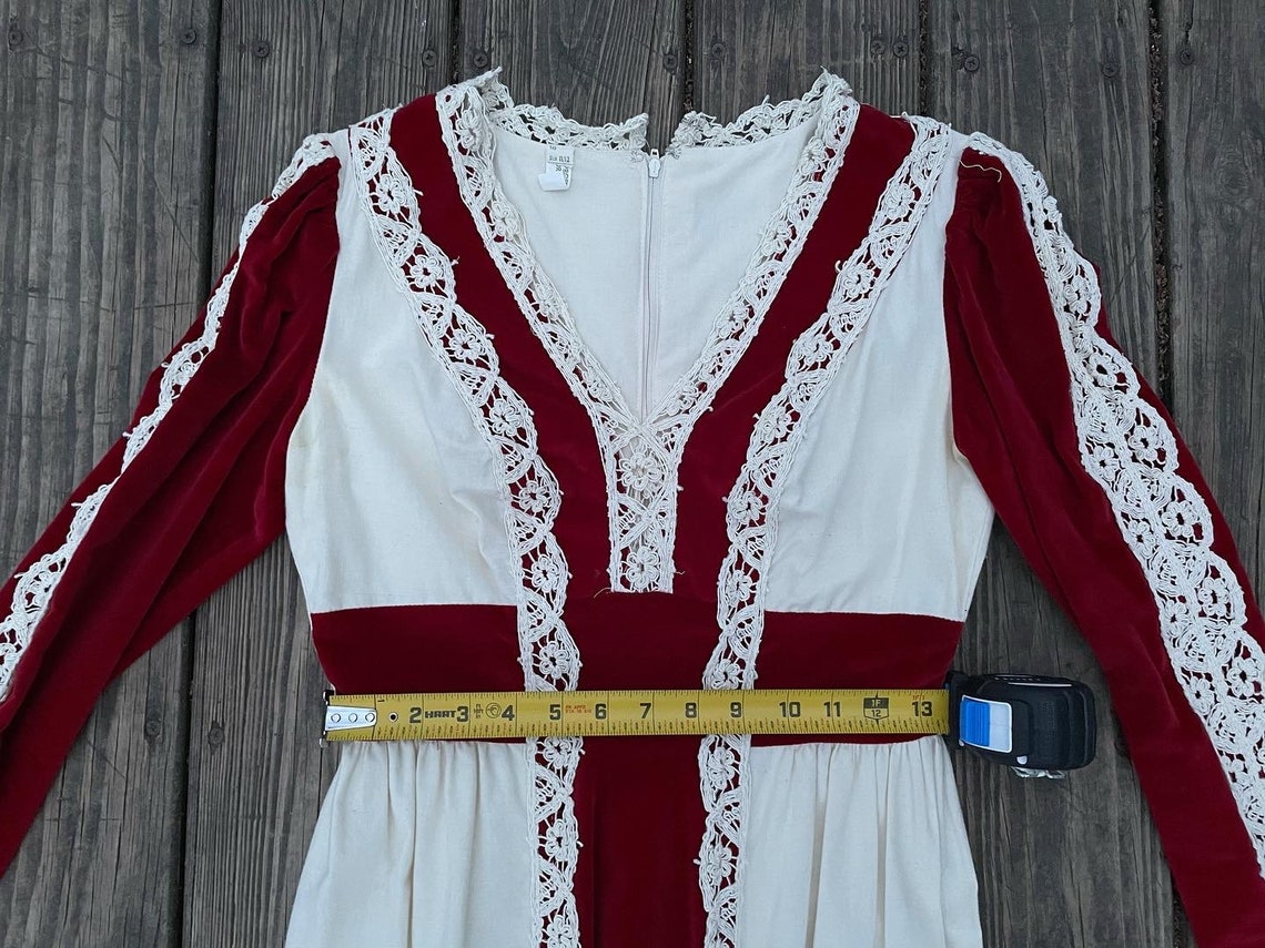 Gunne Sax Black Label Style Vintage Size 11-12 Red Velvet | Etsy