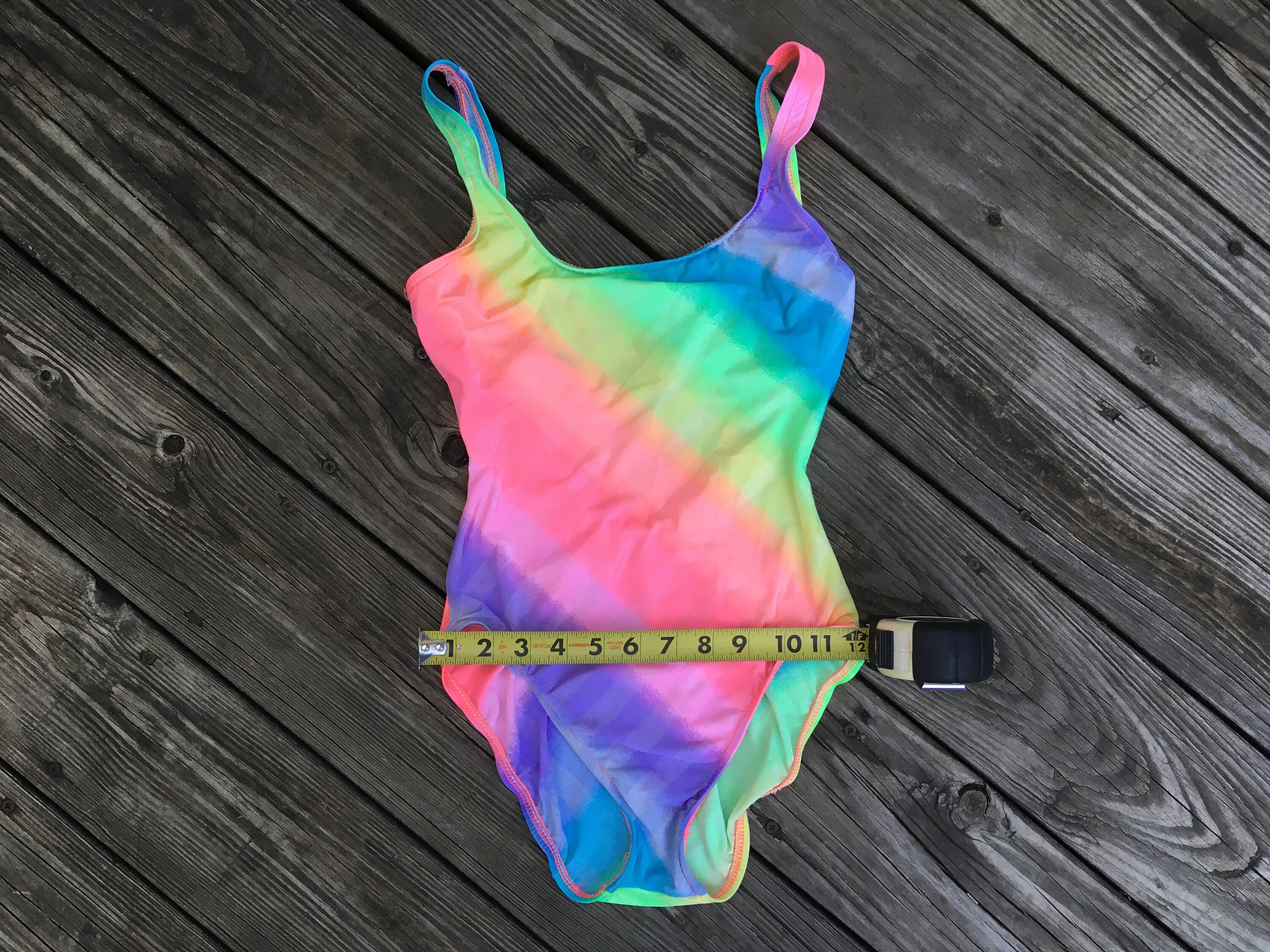 Vintage 80s/90s One Piece Swimsuit Fluorescent Rainbow - Etsy