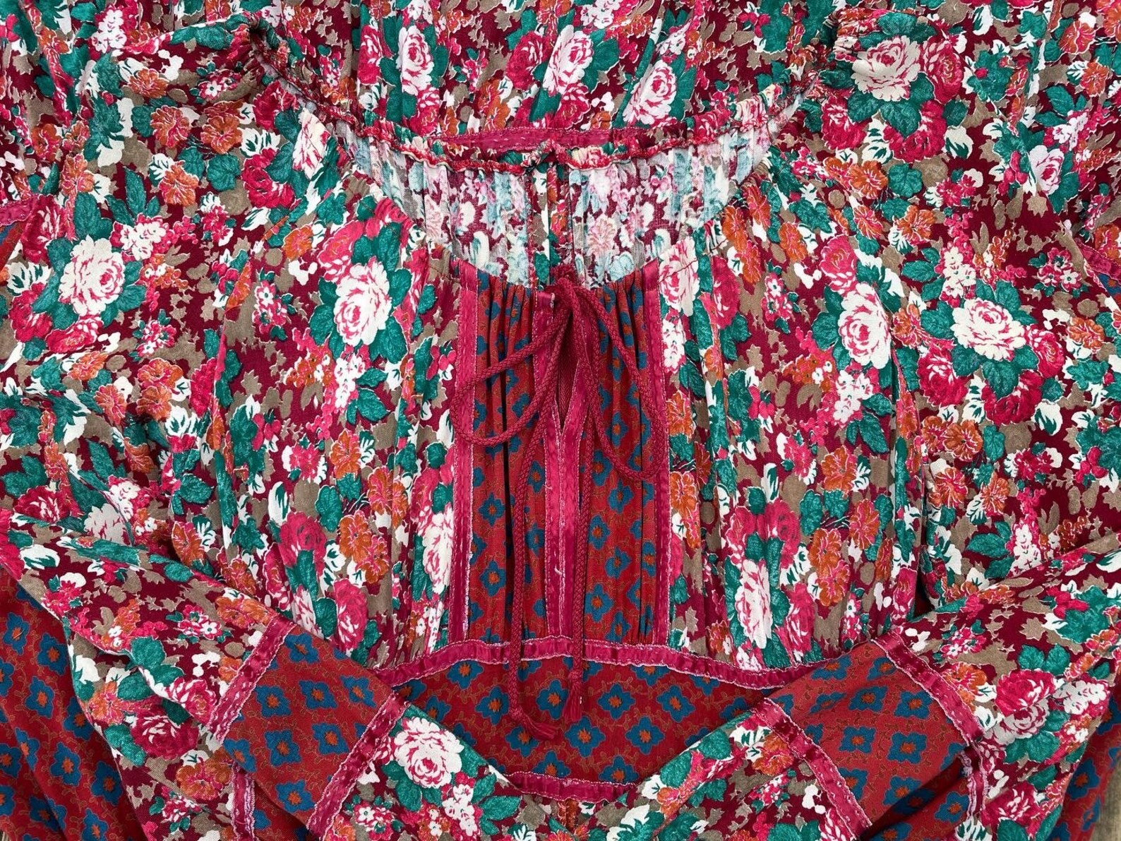 Young Edwardian Style Drawstring Neckline Floral 1970s Prairie - Etsy