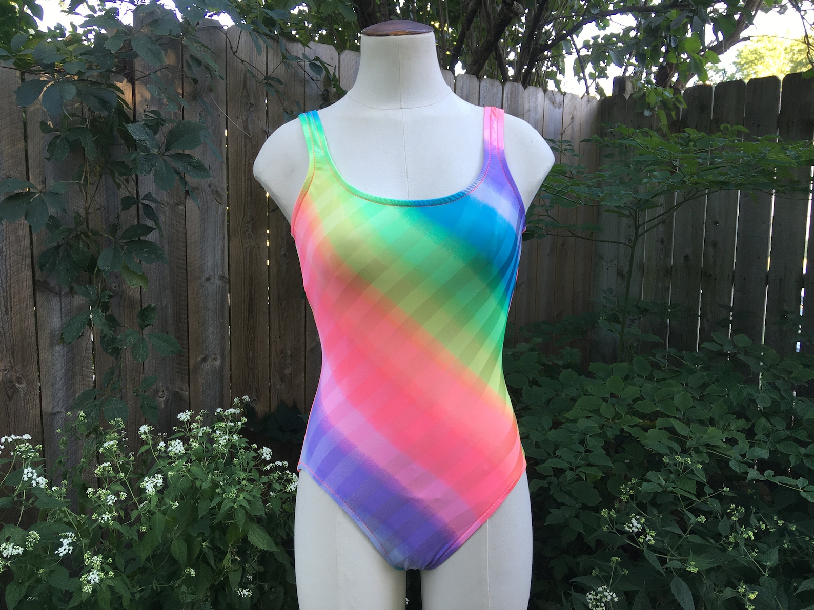 Vintage 80s/90s One Piece Swimsuit Fluorescent Rainbow - Etsy