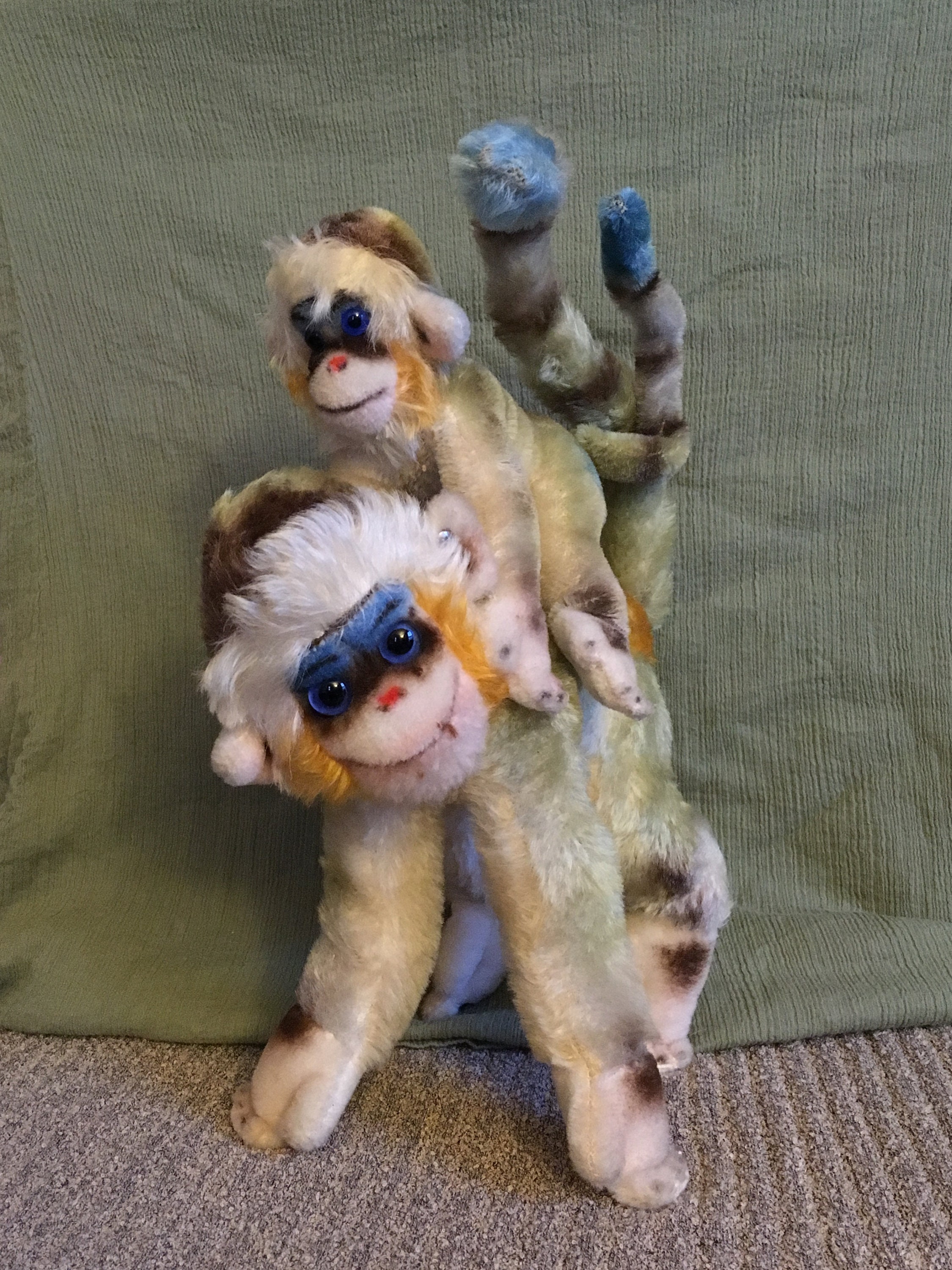 Vintage Steiff Mungo Monkey Pair, Mohair Plush, Mama and Baby, 1960s - Etsy
