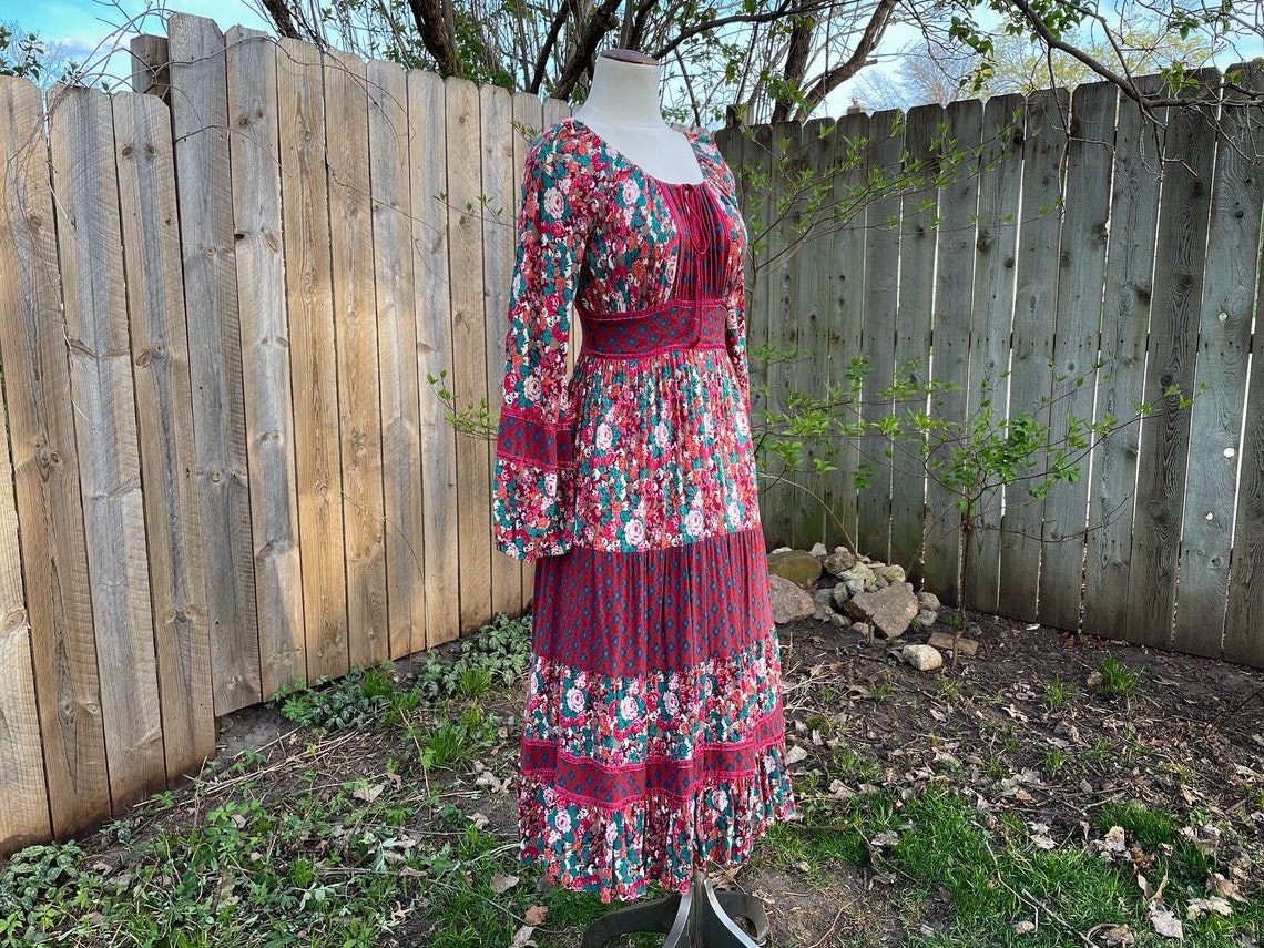 Young Edwardian Style Drawstring Neckline Floral 1970s Prairie - Etsy