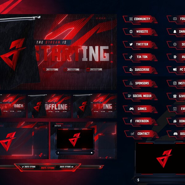 Red and Black Twitch Overlay - Etsy