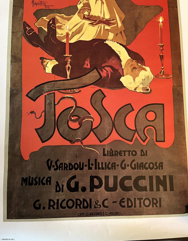 Póster vintage de la ópera Tosca (1900) - Del compositor italiano ...