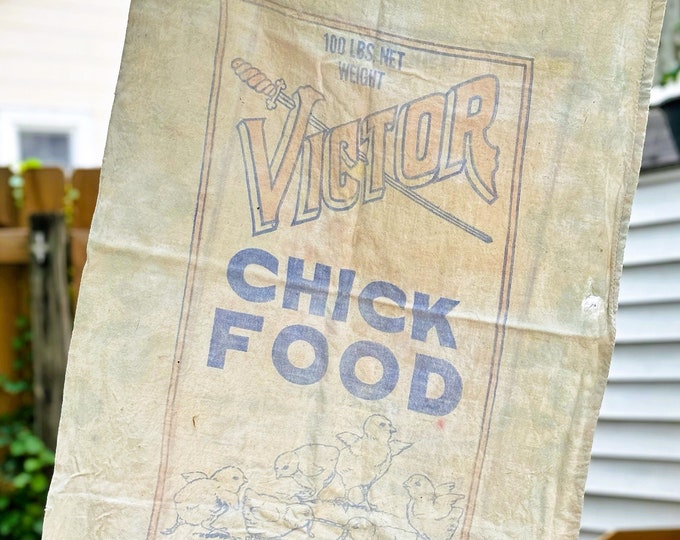Vintage Victor Chick Food Feed Bag - Large - the Crete Mills - Crete ...