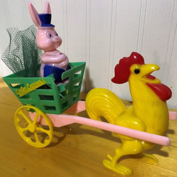 Vintage Bunny Pulling Cart - Etsy
