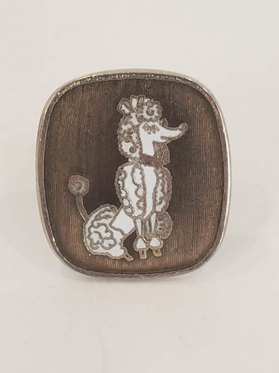 1950s Poodle Cufflinks Enamel Black White Gold and Silver Retro Vintage ...