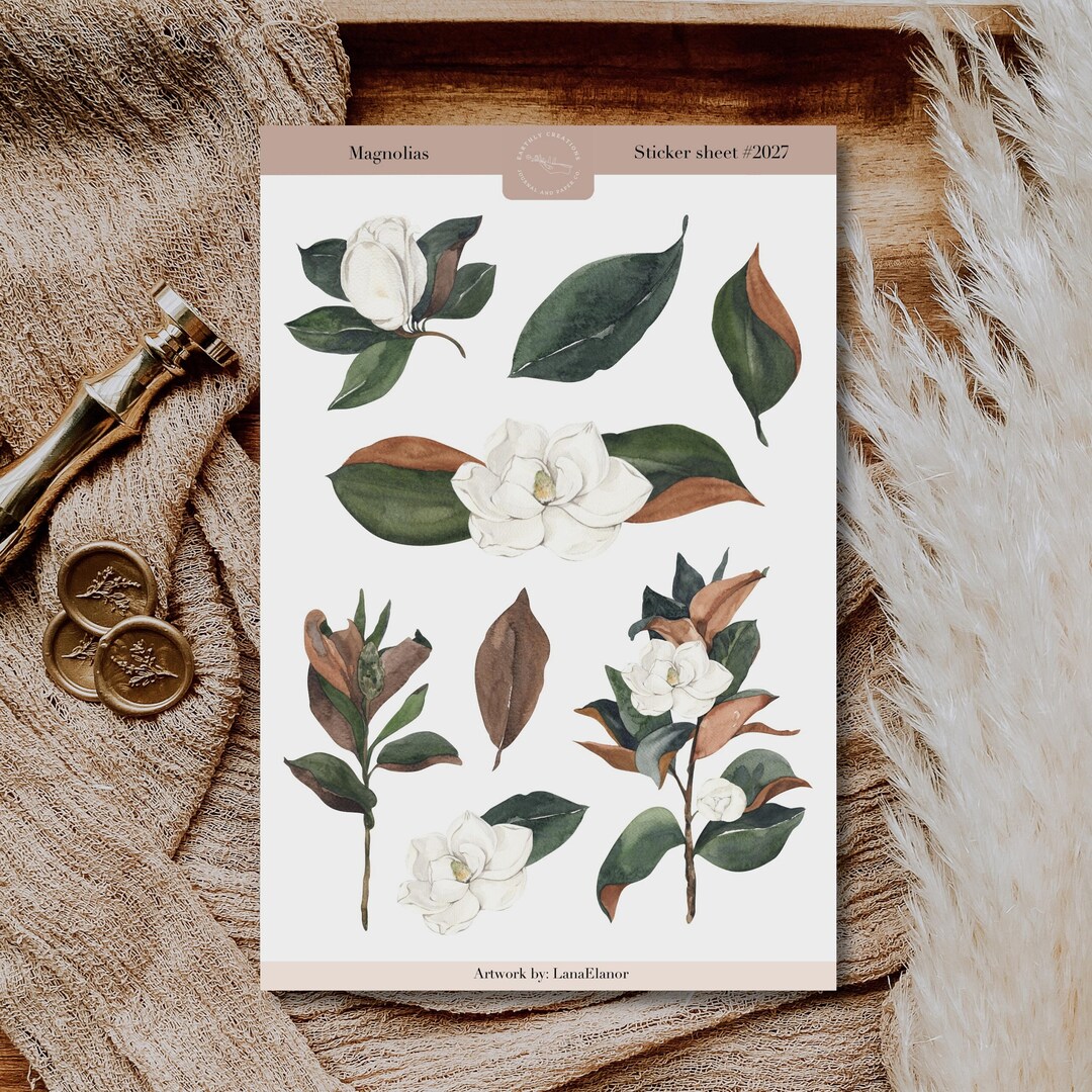 Magnolias Sticker Sheet Flowers Plants Greenery Large - Etsy