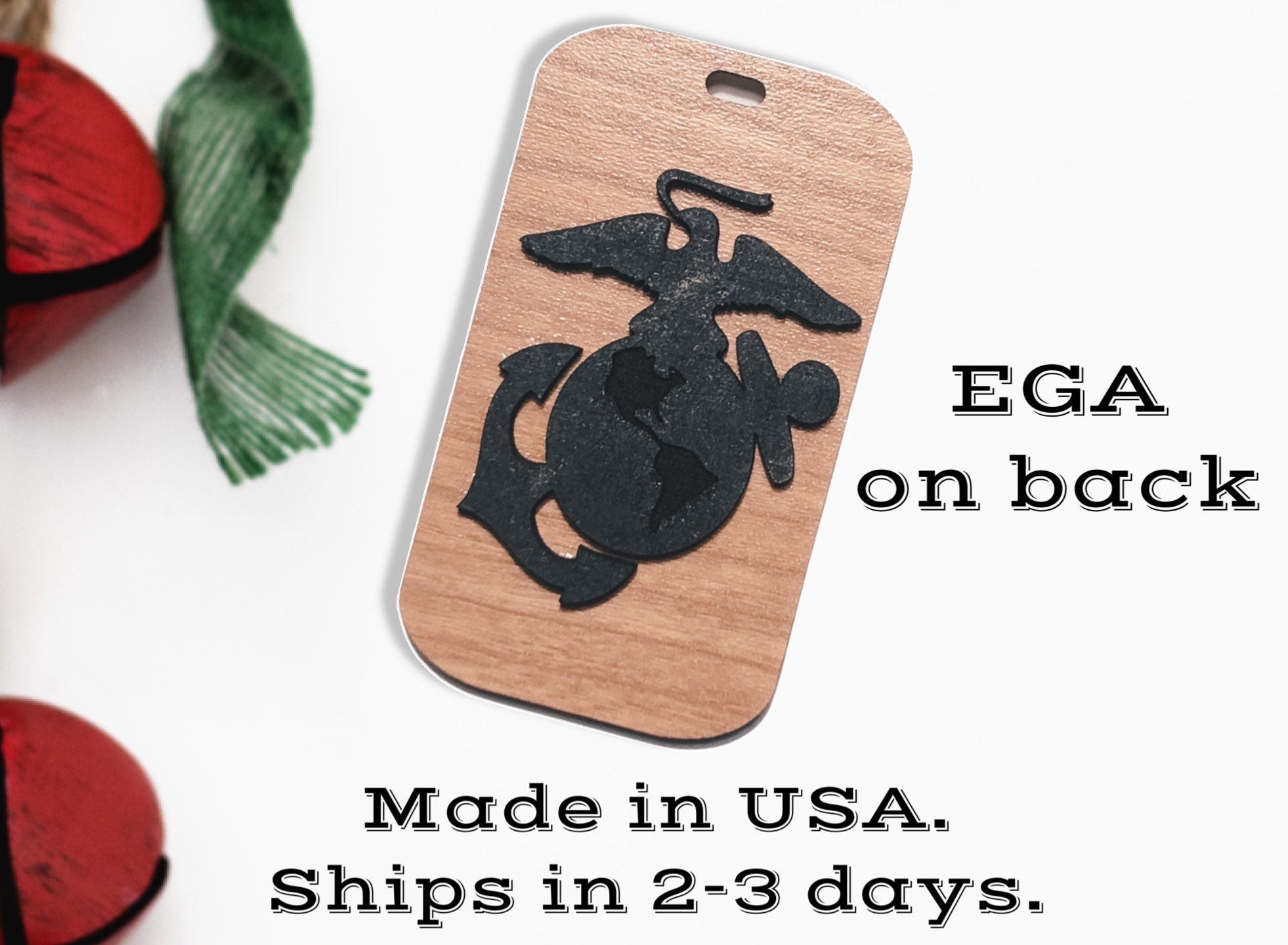 United State Marine Corps Personalized Dog Tag Chevron Ornament With ...