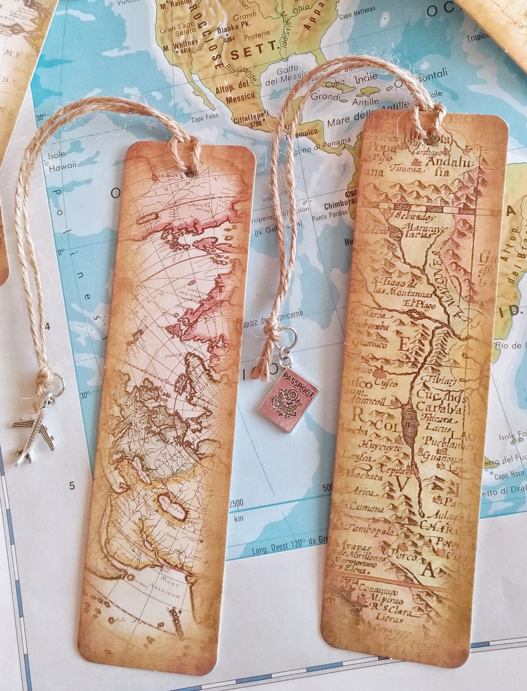 Wanderlust Bookmark Bookmarks With Map From the World - Etsy