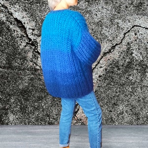 Handmade Gradient Mohair Cardigan, Striped Ombre Knit Sweater - Etsy