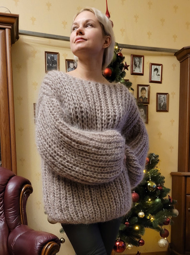 Soft Cozy Oversized Mohair Sweater, Handknitted Sweater, Chunky Knit ...