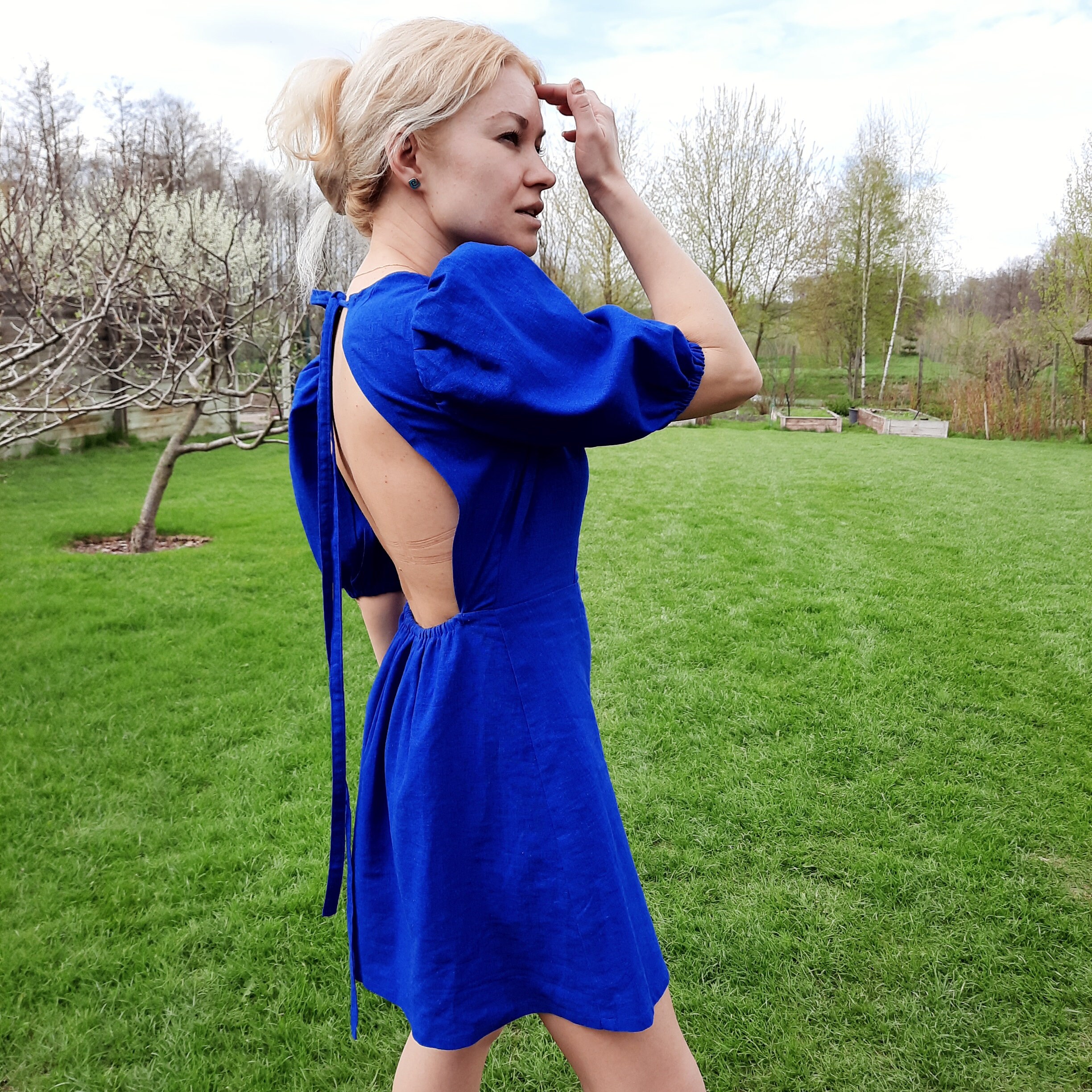 Linen Dress. Linen Dress With Open Back. Bridesmaid Dress. Linen Tunic ...