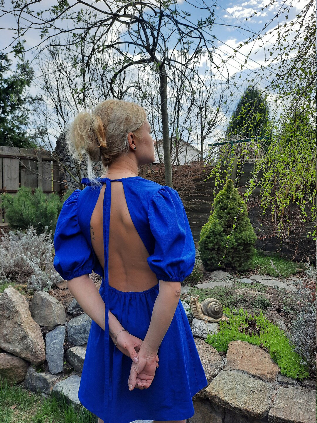 Linen Dress. Linen Dress With Open Back. Bridesmaid Dress. Linen Tunic ...