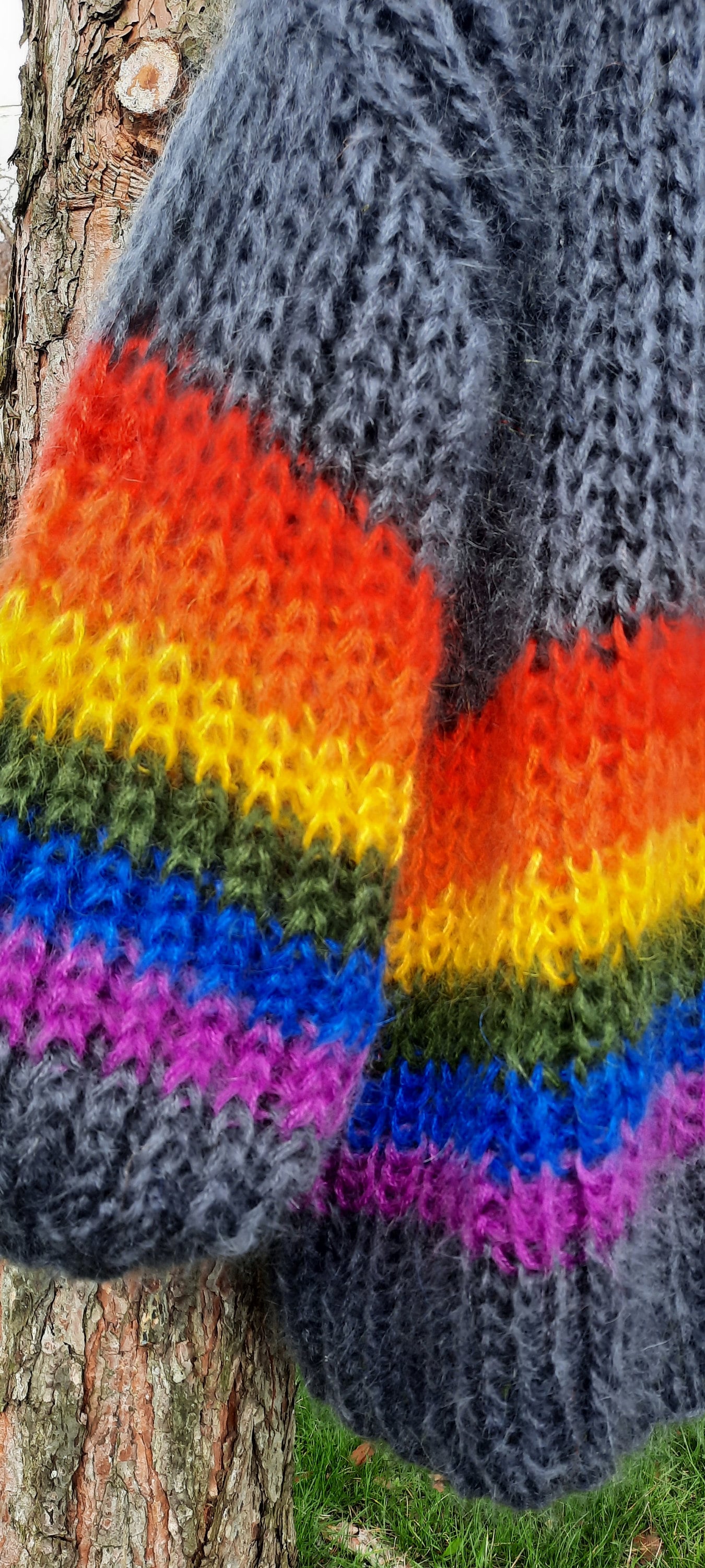 Rainbow Mohair Oversized Cardigan, Striped Cardigan Pride LGBT, Knitted ...