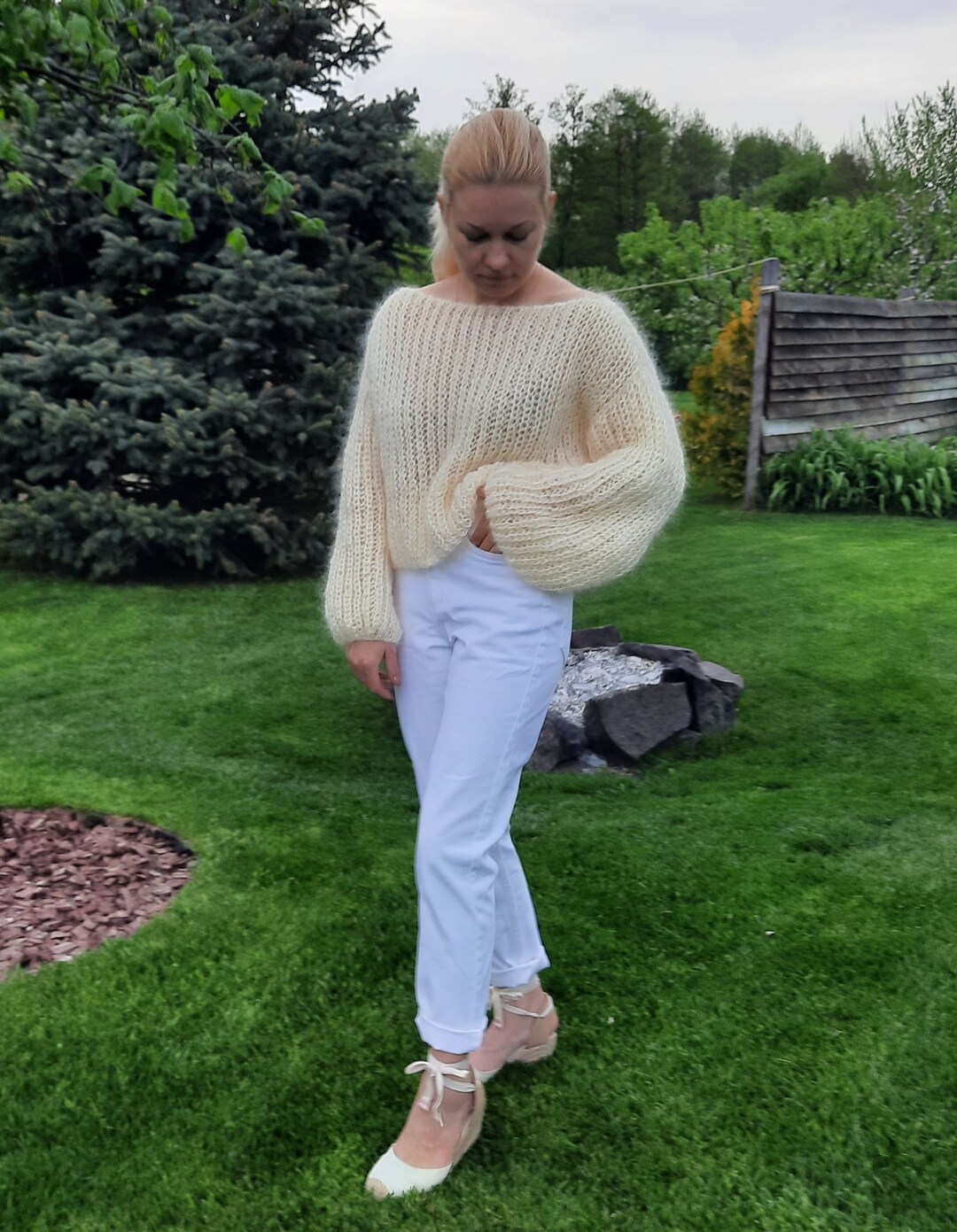 Handknitted Mohair Sweater, Chunky Knit, Lightweight Fluffy Wool - Etsy