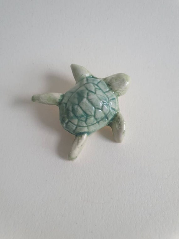Green Nature Inspired Ceramic Turtle Brooch | Etsy
