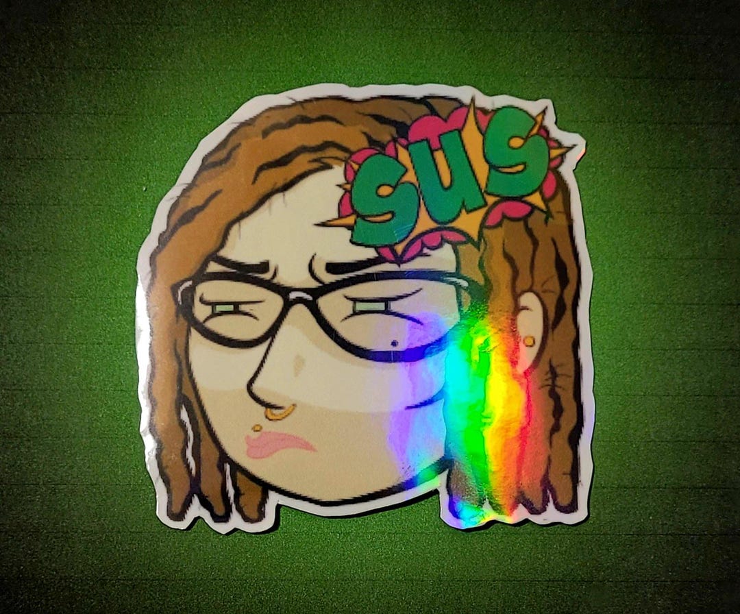 O'shade Suspicious Emote Holographic Sticker - Etsy
