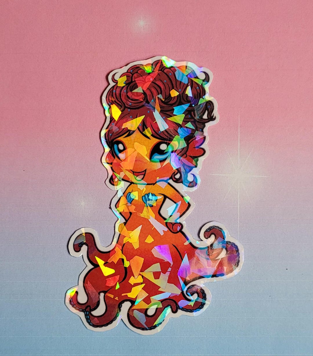 Elegant Sparkly Octo-mermaid Sticker - Etsy