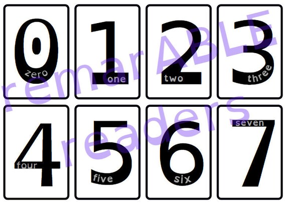 Digital Download Number Flashcards 1-30 Black&white | Etsy